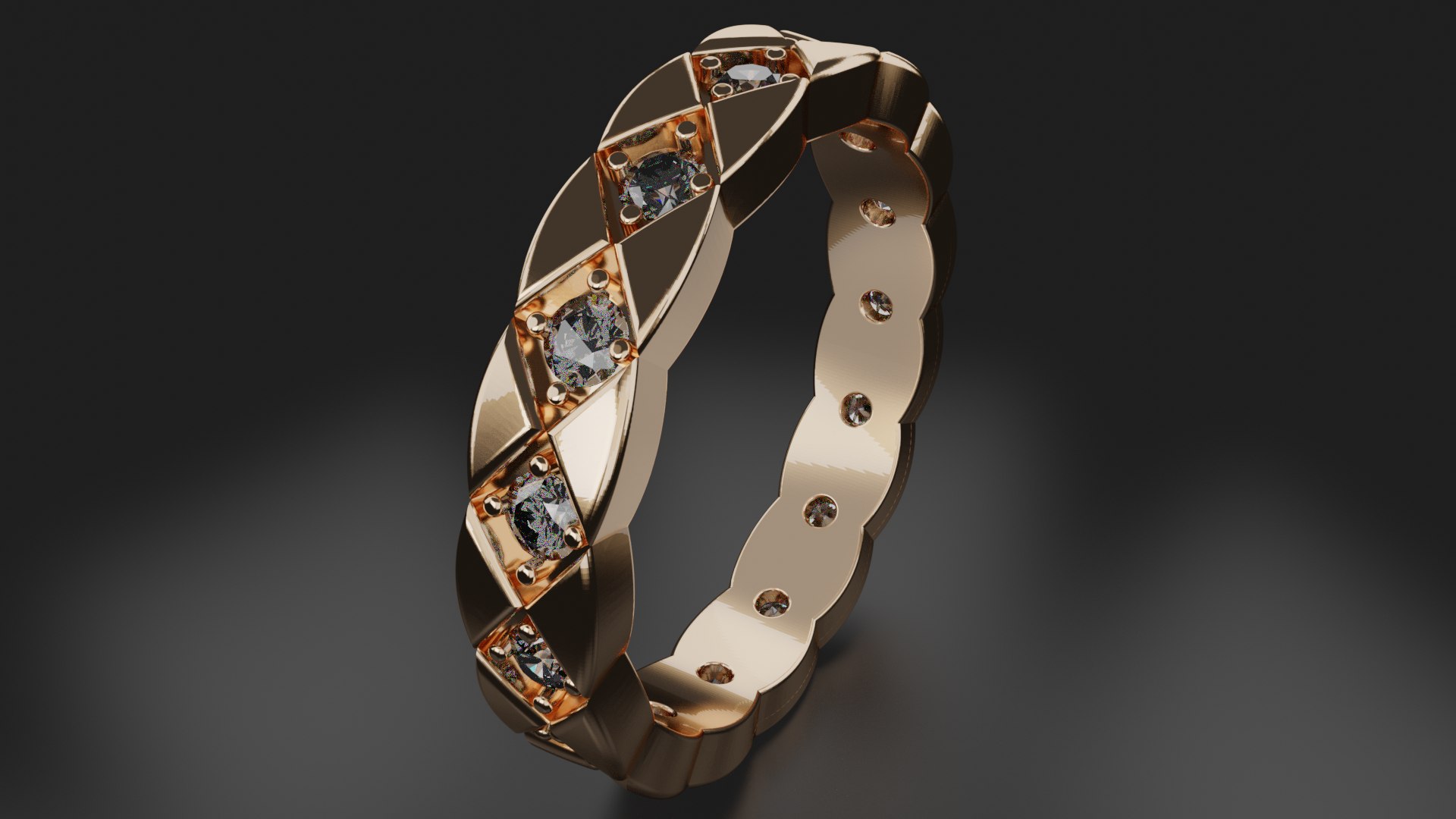 3D Wavy Ring with Gems model - TurboSquid 1842578