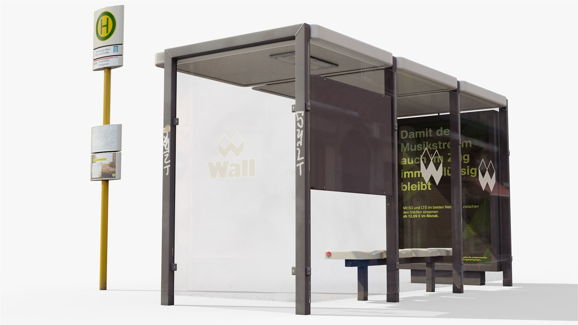 Typical German Bus And Tram Stop With Sign From Berlin 3D Model ...