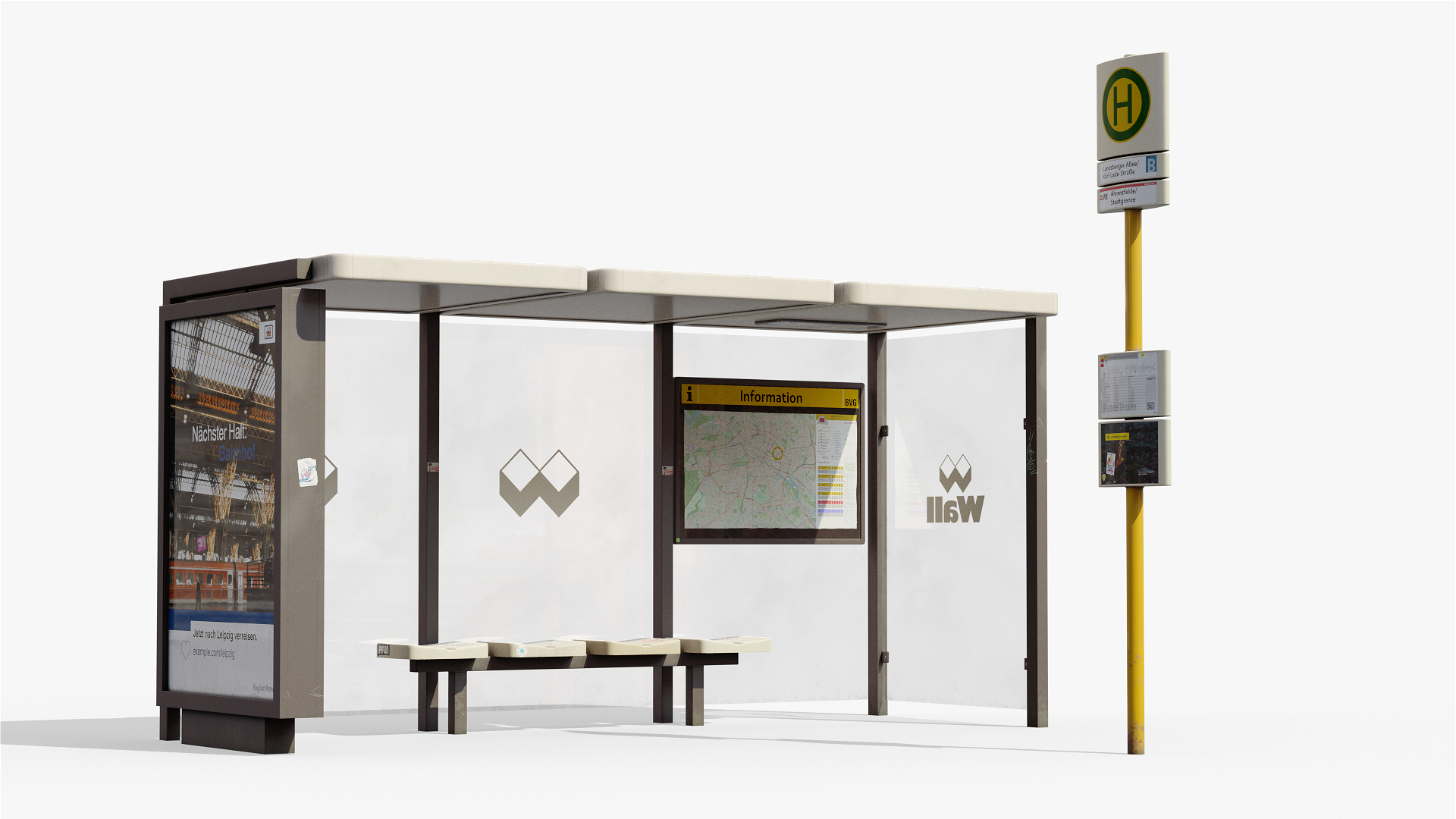 Typical German Bus And Tram Stop With Sign From Berlin 3D Model ...