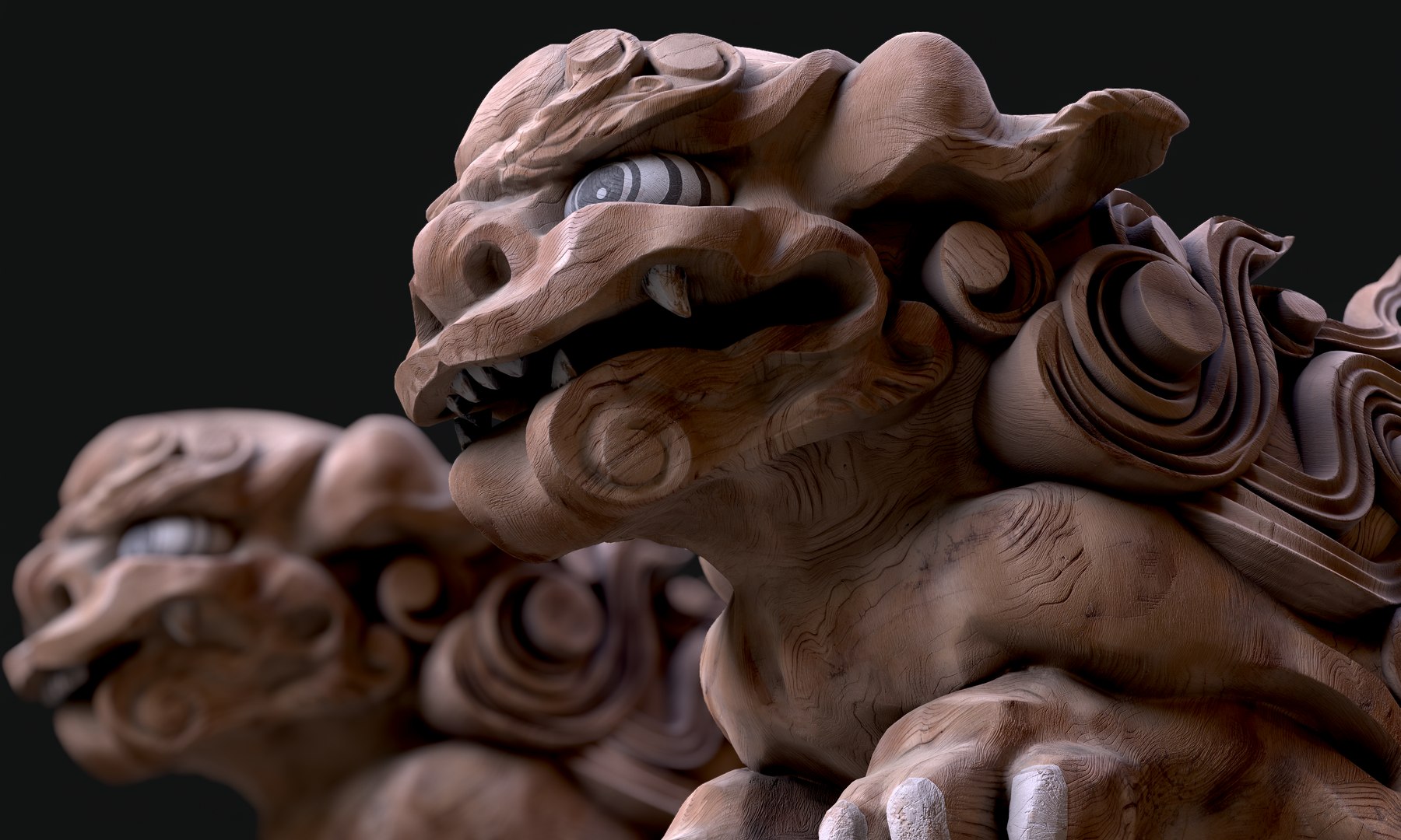 3D Wooden Komainu Lion-dogs For Shinto Shrine Model - TurboSquid 2237601