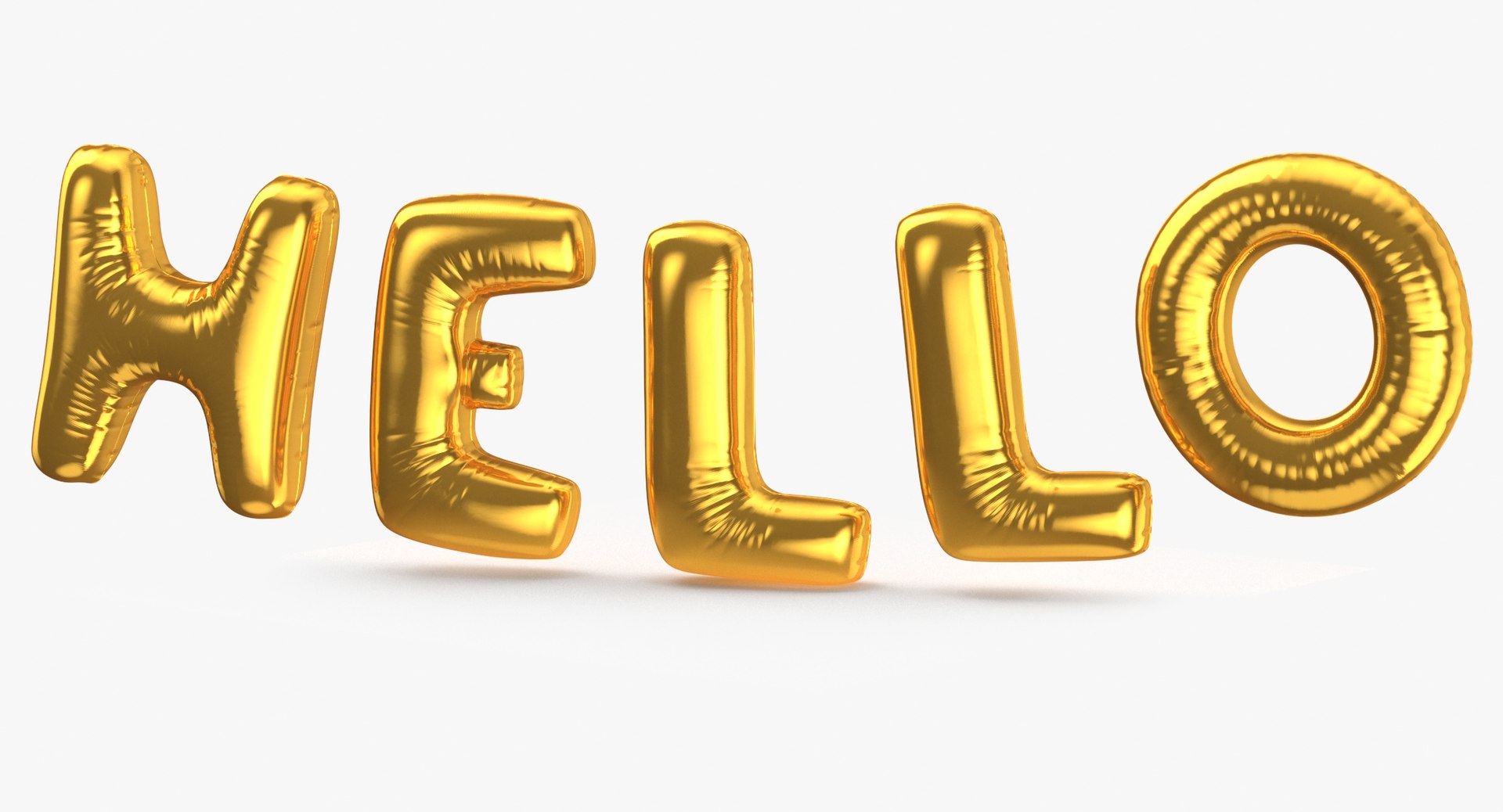 3D Foil Balloon Words Hello Gold model - TurboSquid 1740086