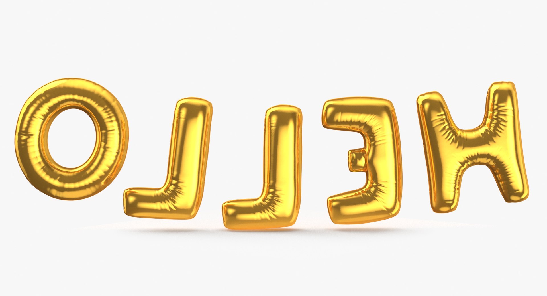 3D Foil Balloon Words Hello Gold model - TurboSquid 1740086
