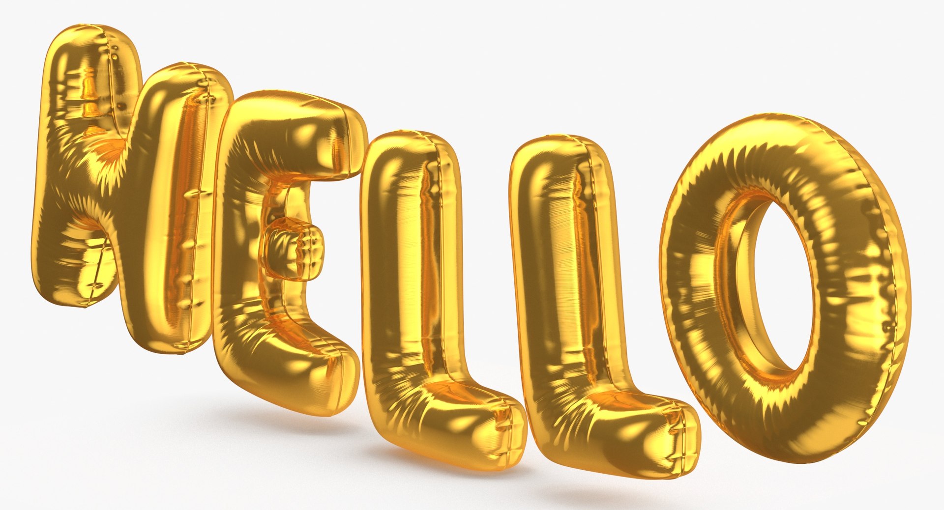 3D Foil Balloon Words Hello Gold model - TurboSquid 1740086