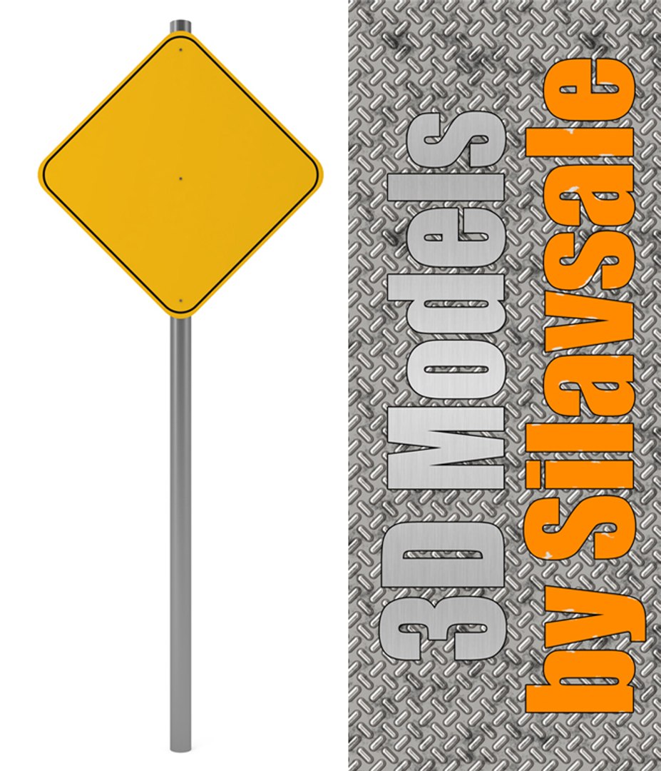 3d Model Orange Traffic Sign