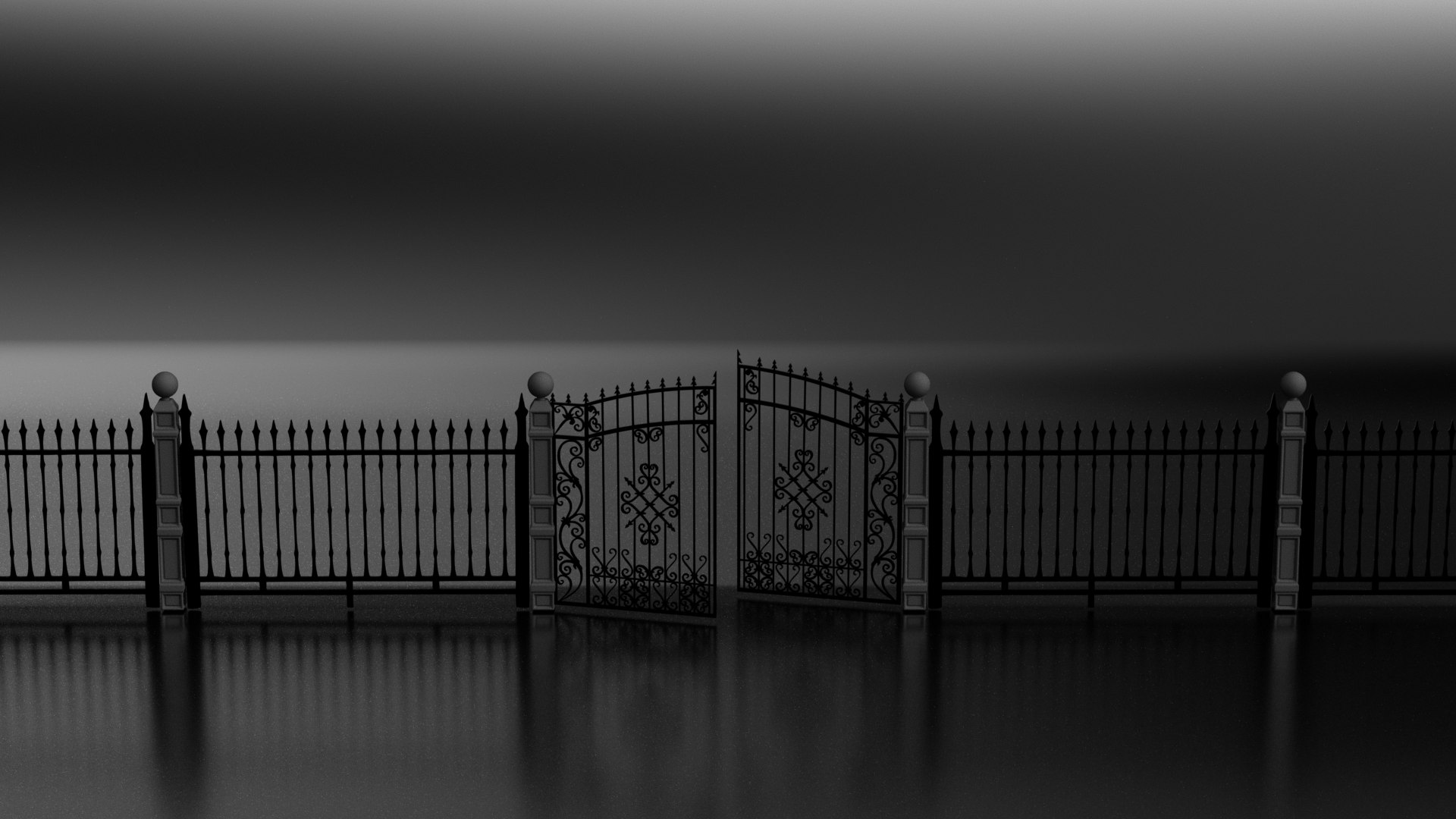 3D Forged Steel Gate With Modular Fence - TurboSquid 1851571