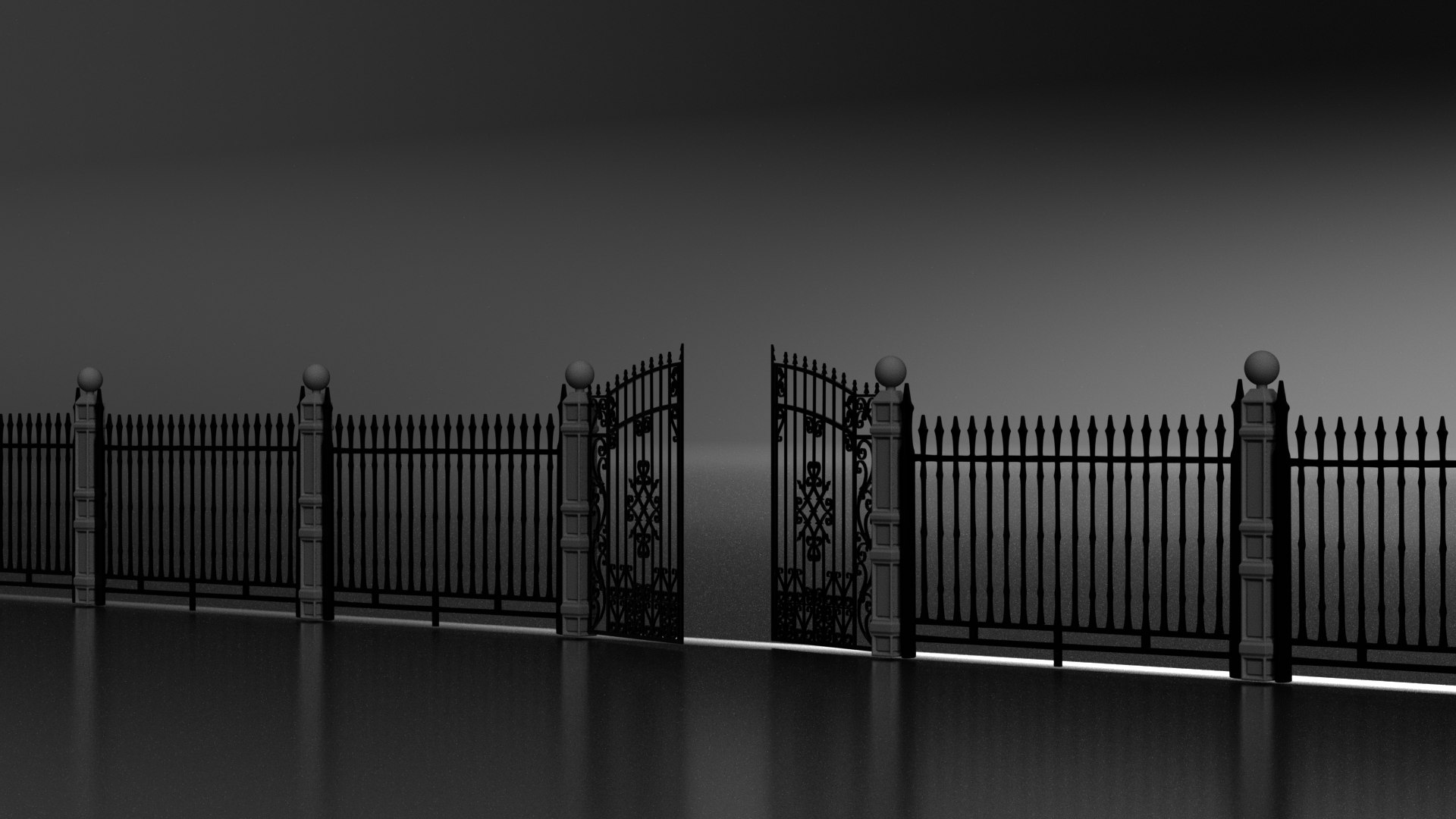 3D Forged Steel Gate With Modular Fence - TurboSquid 1851571