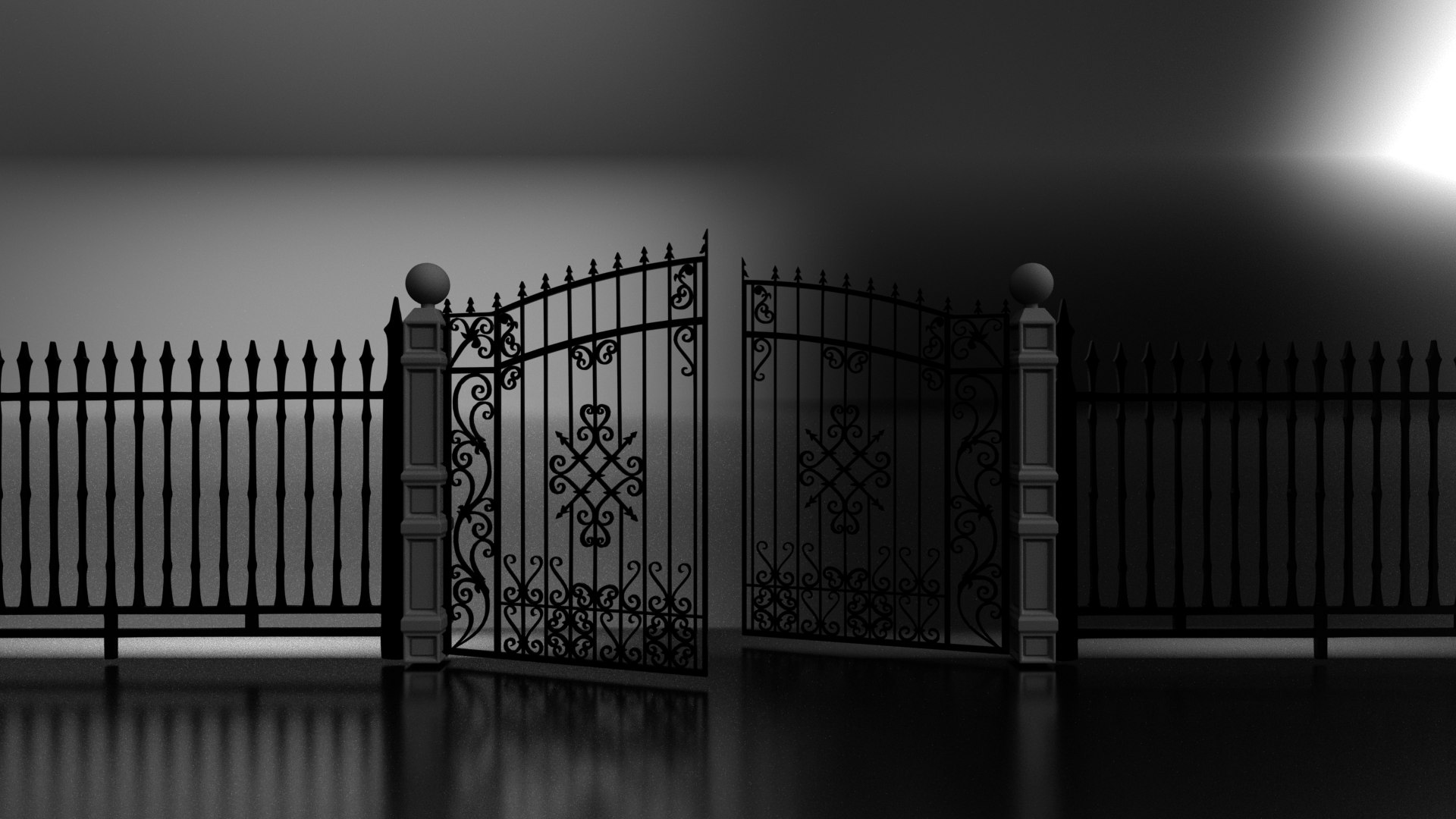 3D Forged Steel Gate With Modular Fence - TurboSquid 1851571