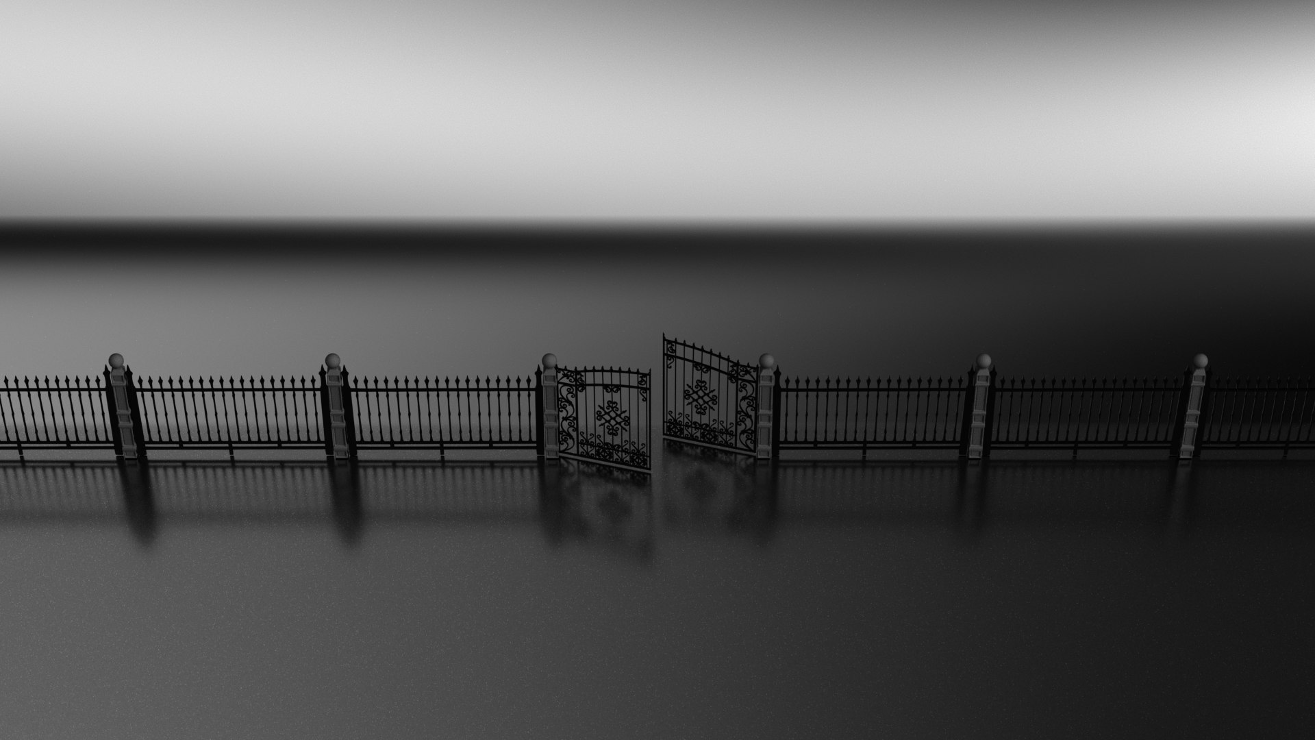 3D Forged Steel Gate With Modular Fence - TurboSquid 1851571