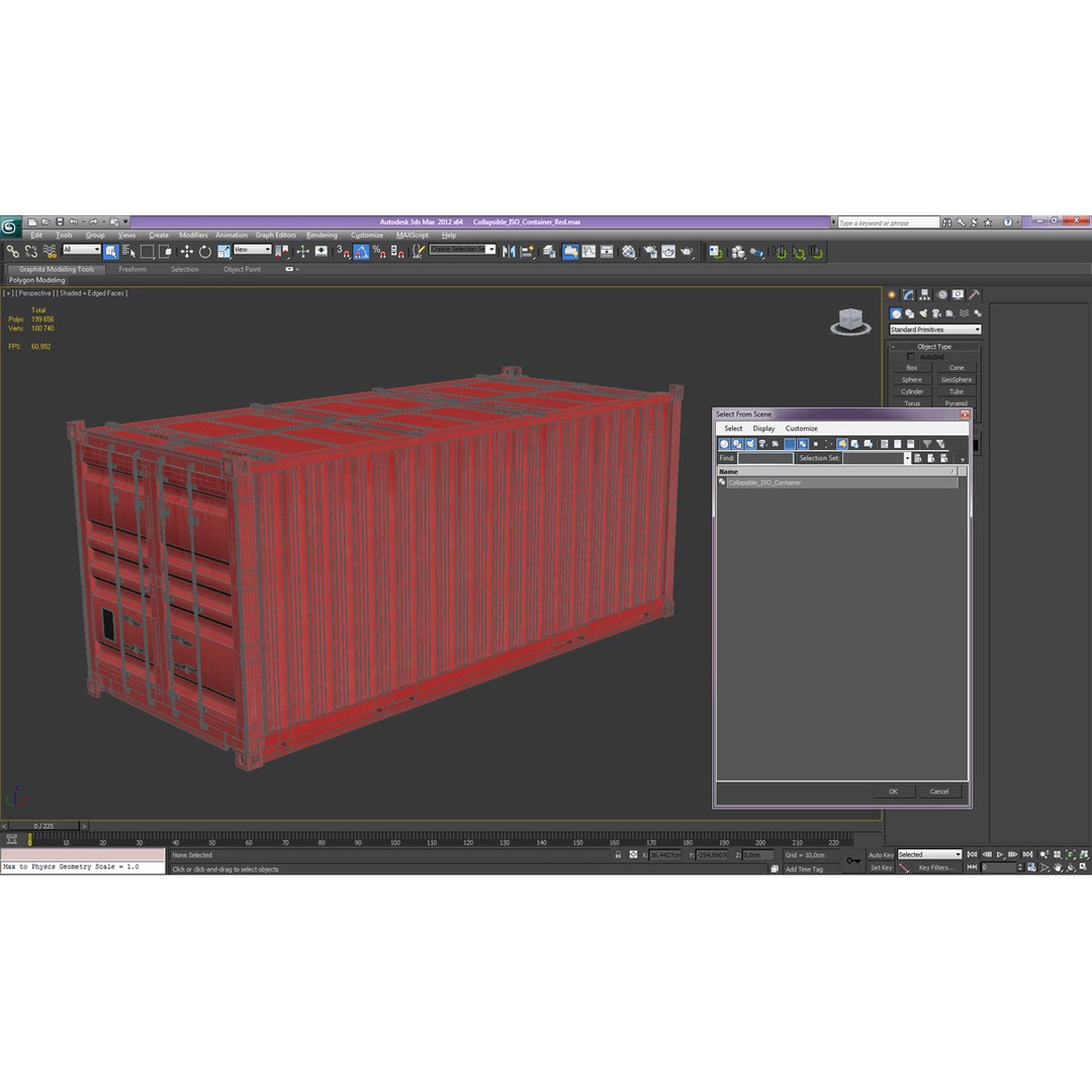 collapsible iso container red c4d