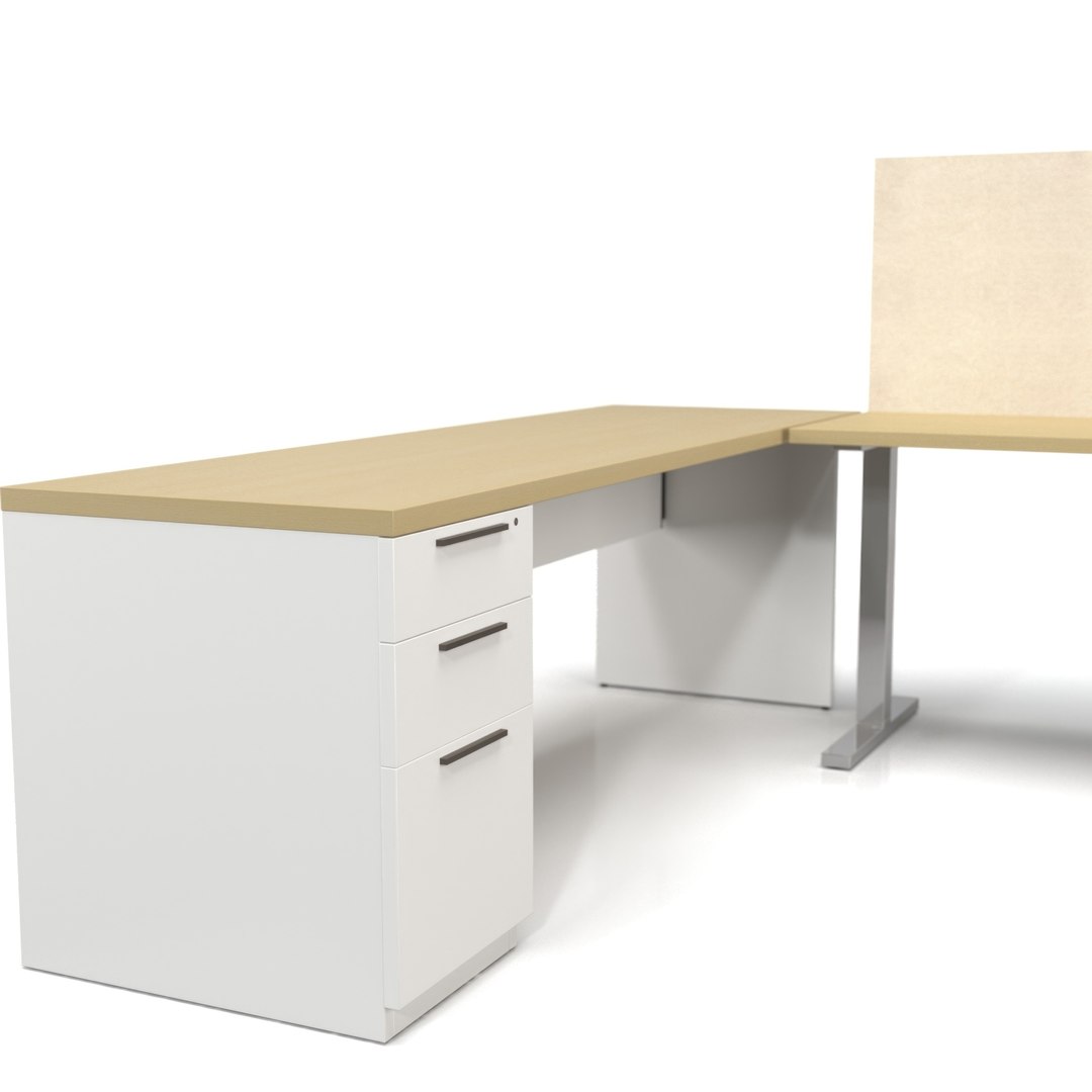 3D Model L Shape Adjustable Office Desk And Table PBR - TurboSquid 2230242