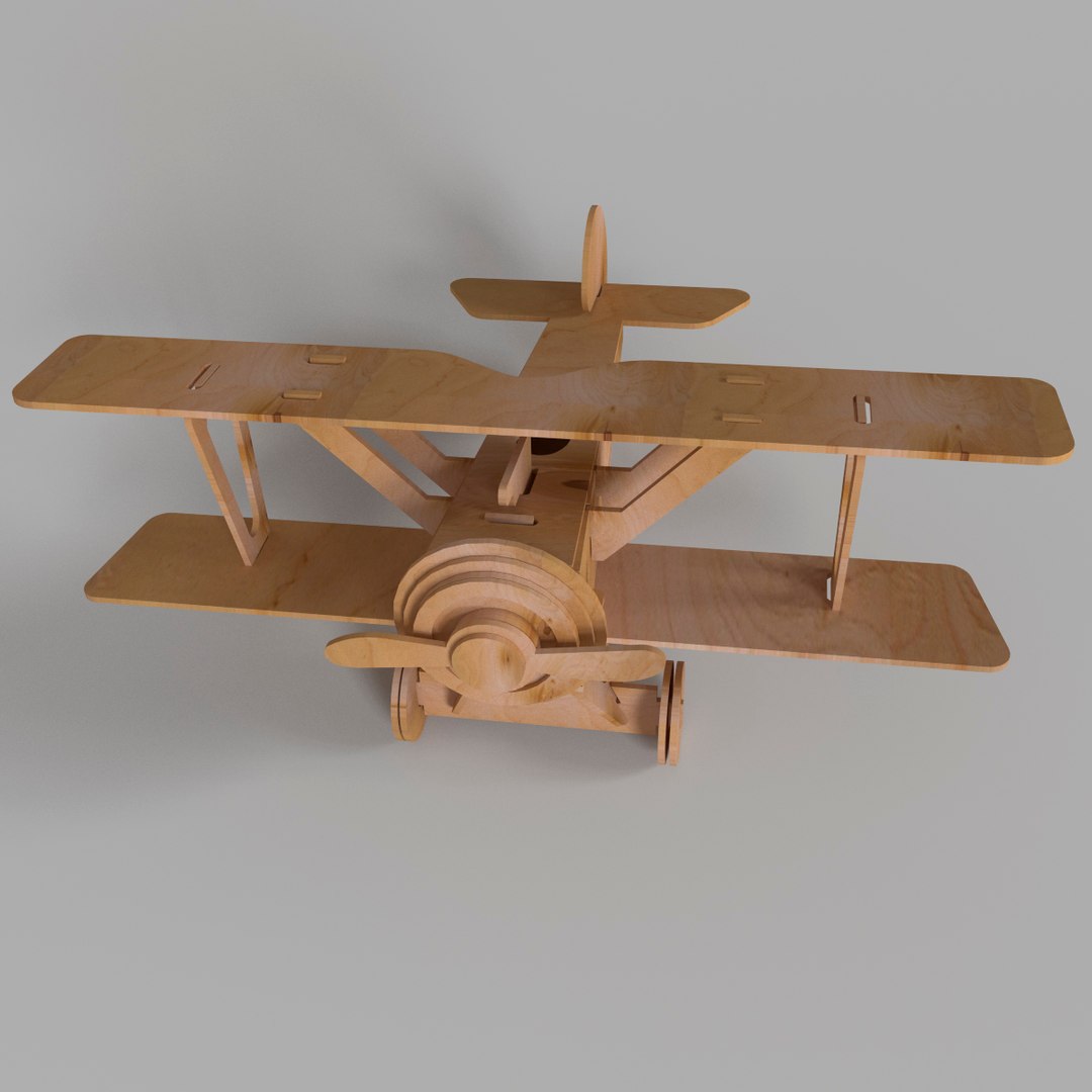 3d Wood Biplane