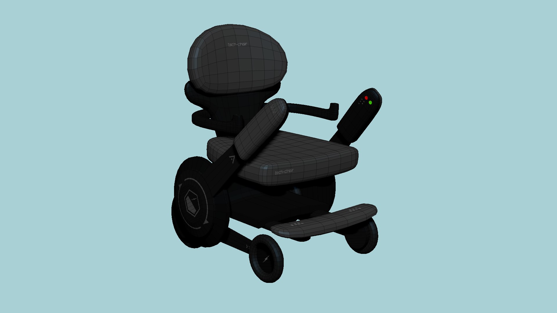 Tech Wheelchair B02 Full Black - Disability Character Design Model ...