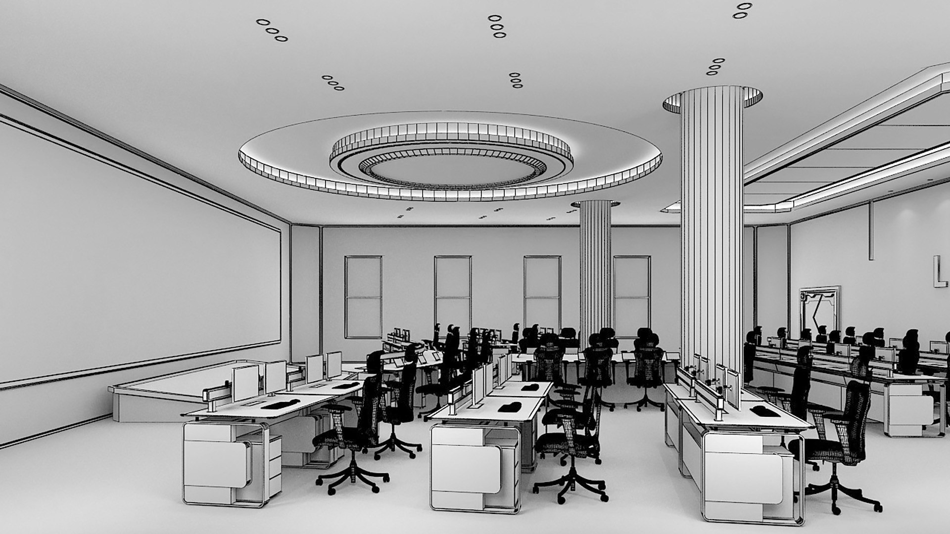 3D Exhibition Hall Monitoring Room Meeting Room Science Fiction Office ...