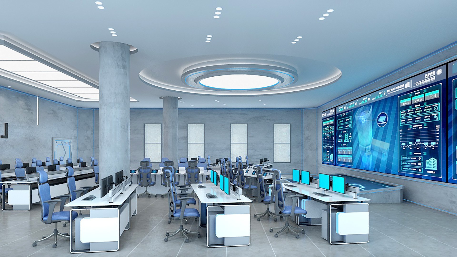 3D Exhibition Hall Monitoring Room Meeting Room Science Fiction Office ...