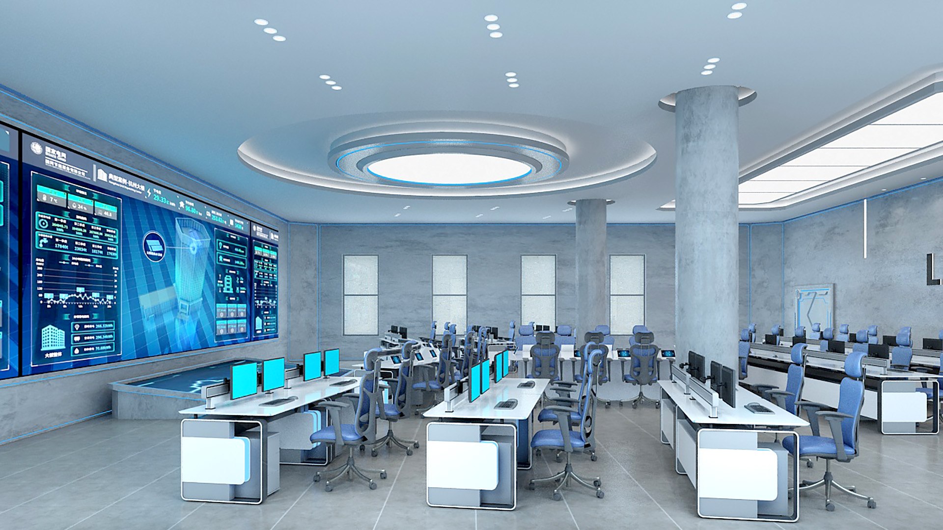 3D Exhibition Hall Monitoring Room Meeting Room Science Fiction Office ...
