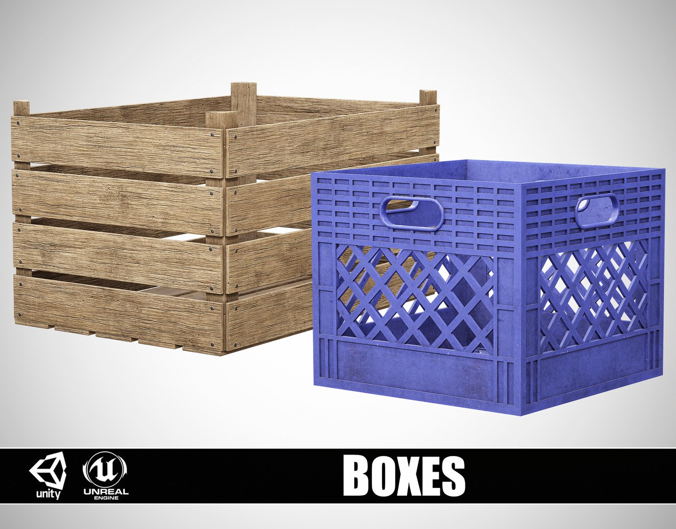 Wooden And Plastic Boxes 3D Model - TurboSquid 2096052