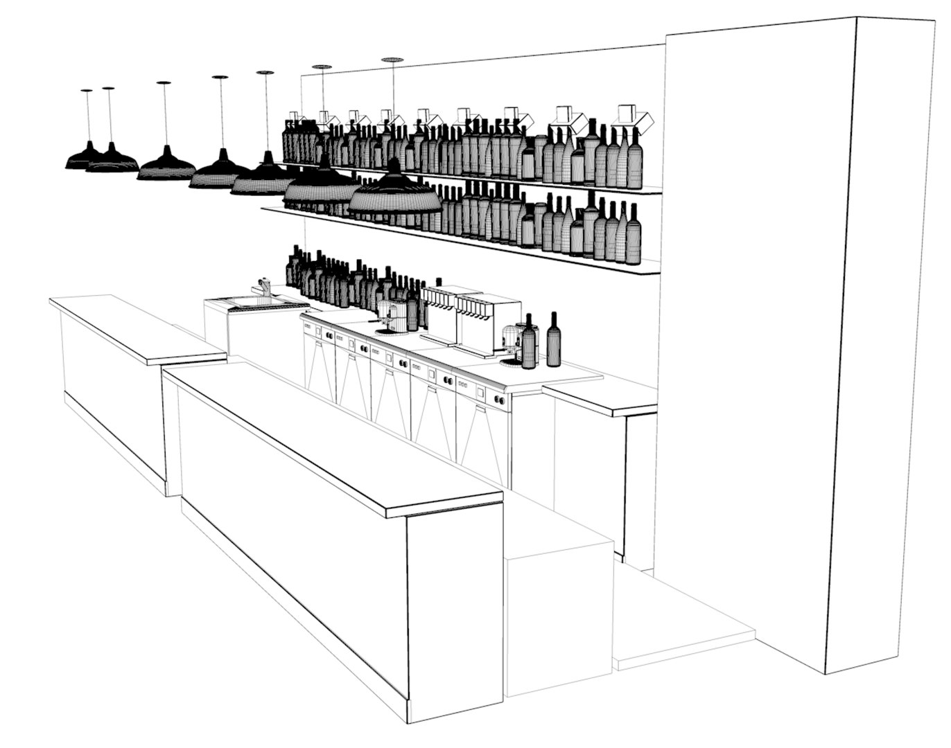 Bar counter 3D model - TurboSquid 1383318