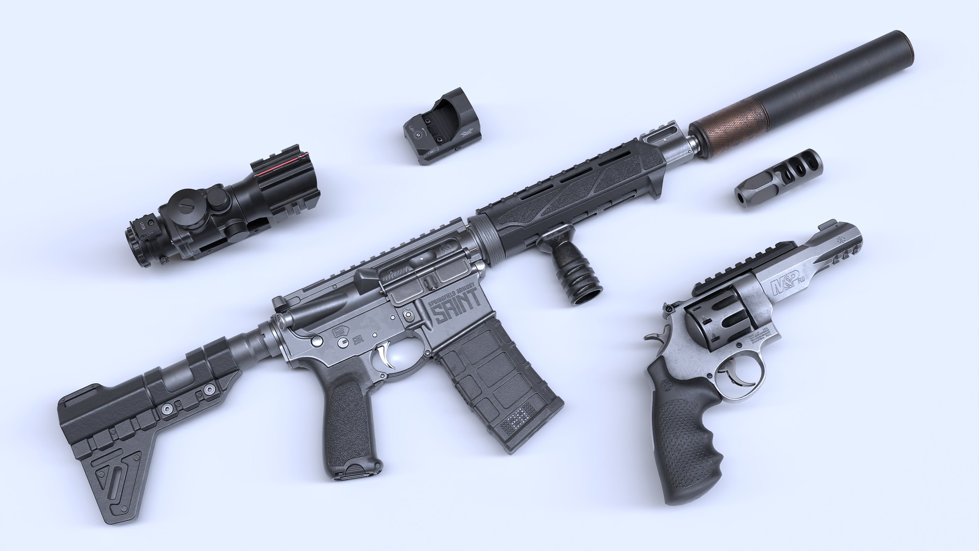 Revolver Smith Wesson R8 Vortex Viper Scope Game Ready PBR 3D Model ...