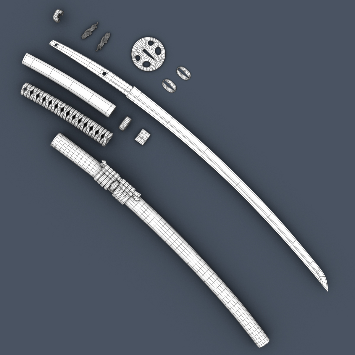 katana swords black 3d obj