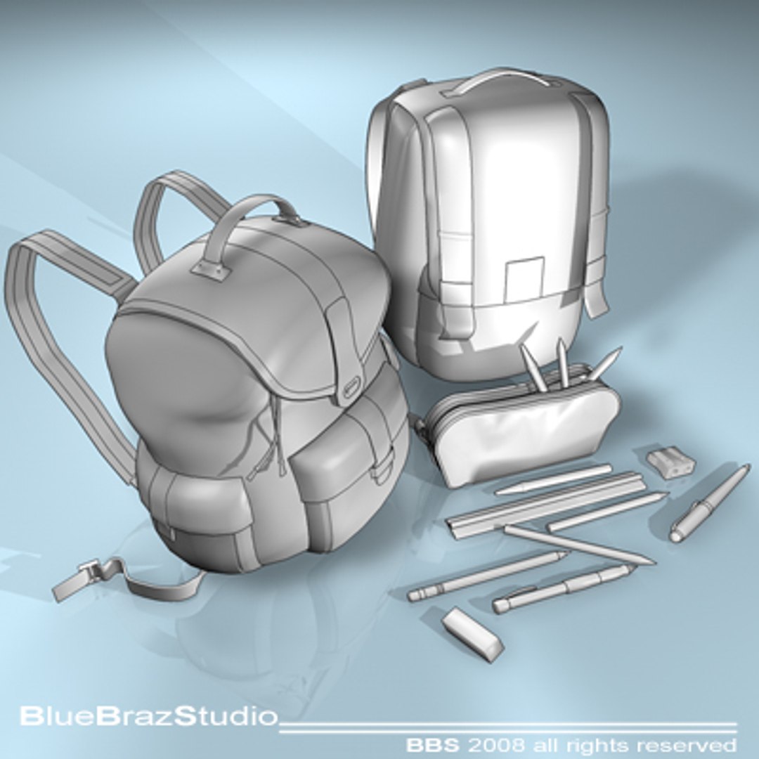 Backpack School Tools 3d Model