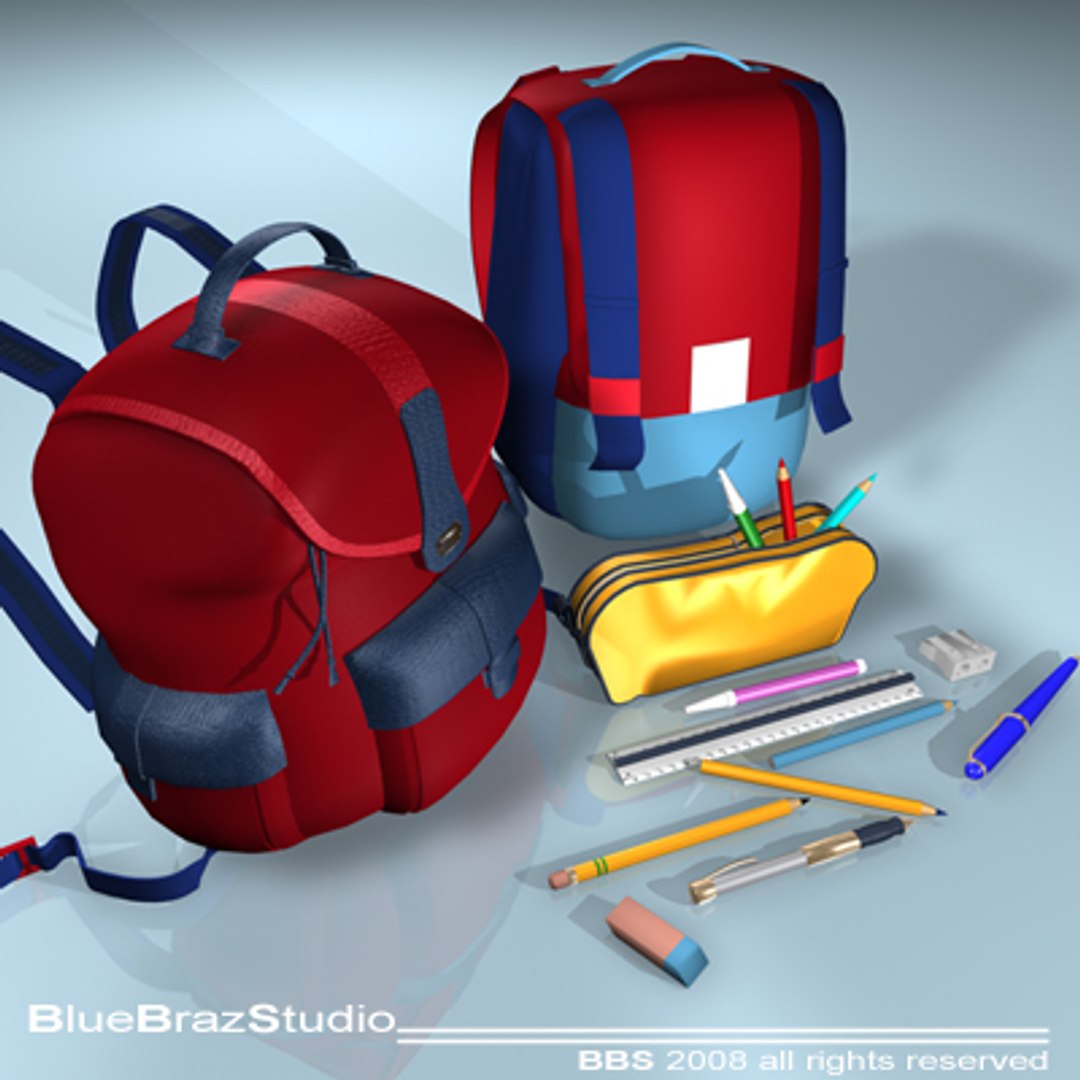 Backpack School Tools 3d Model