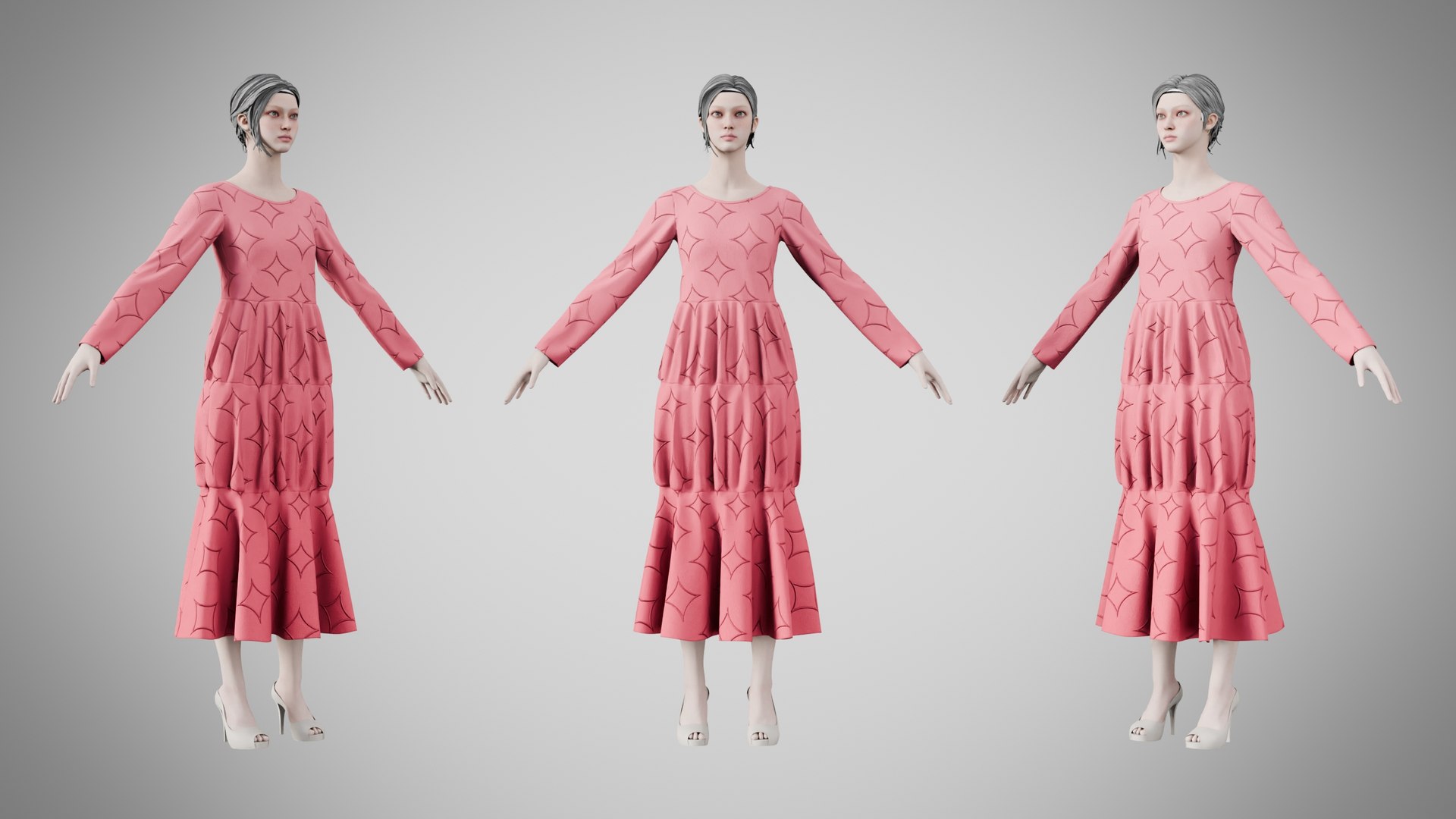 3D Dress 25 Ultra Red With Design - TurboSquid 2478030