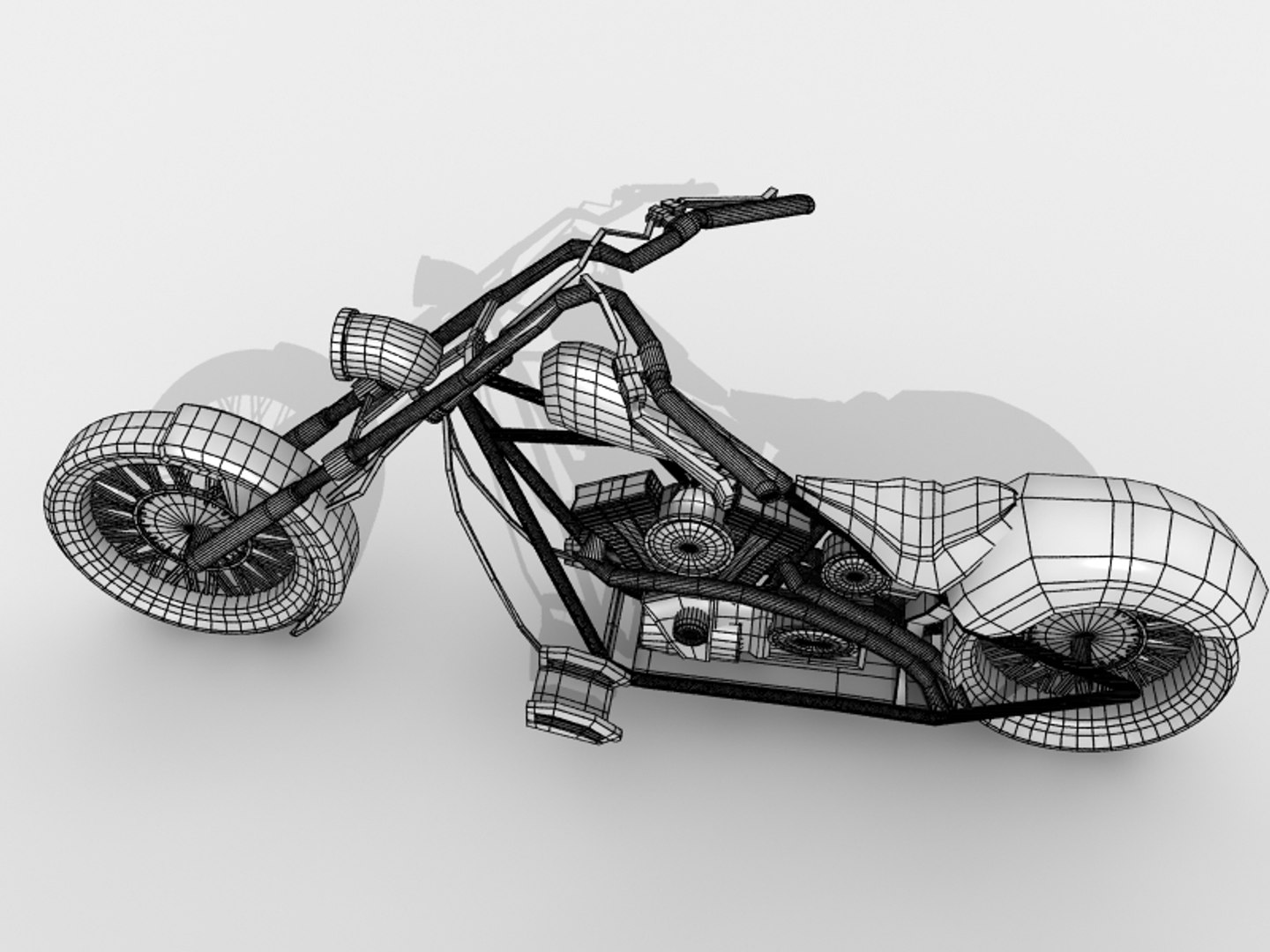 Chopper Motorcycle 3d Model