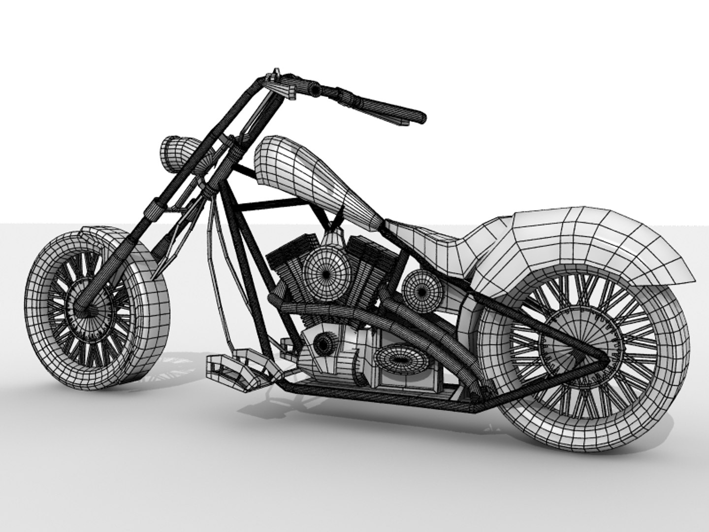 Chopper Motorcycle 3d Model