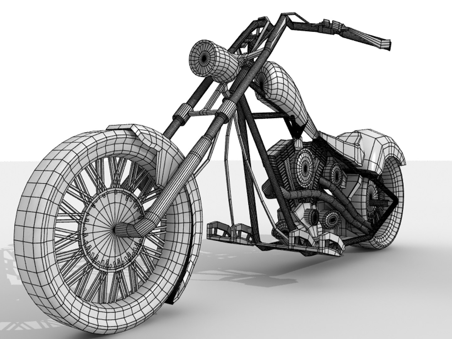Chopper Motorcycle 3d Model