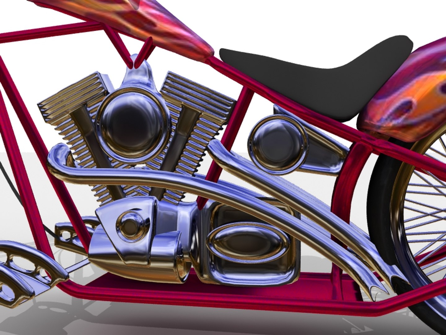 Chopper Motorcycle 3d Model