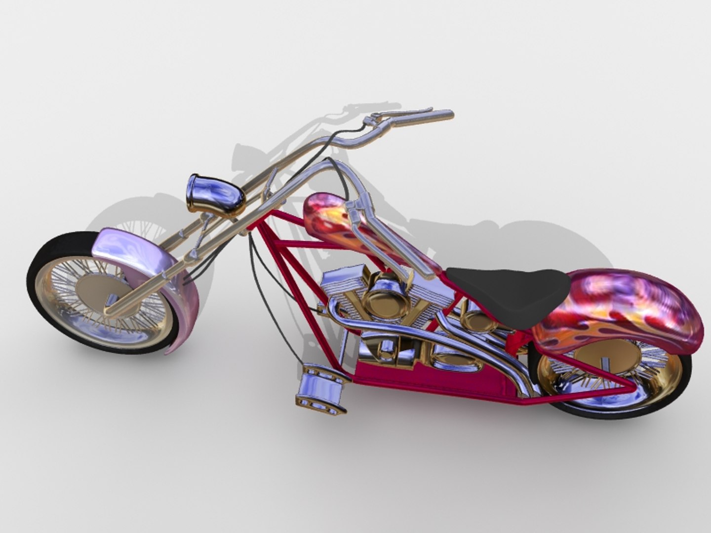 Chopper Motorcycle 3d Model