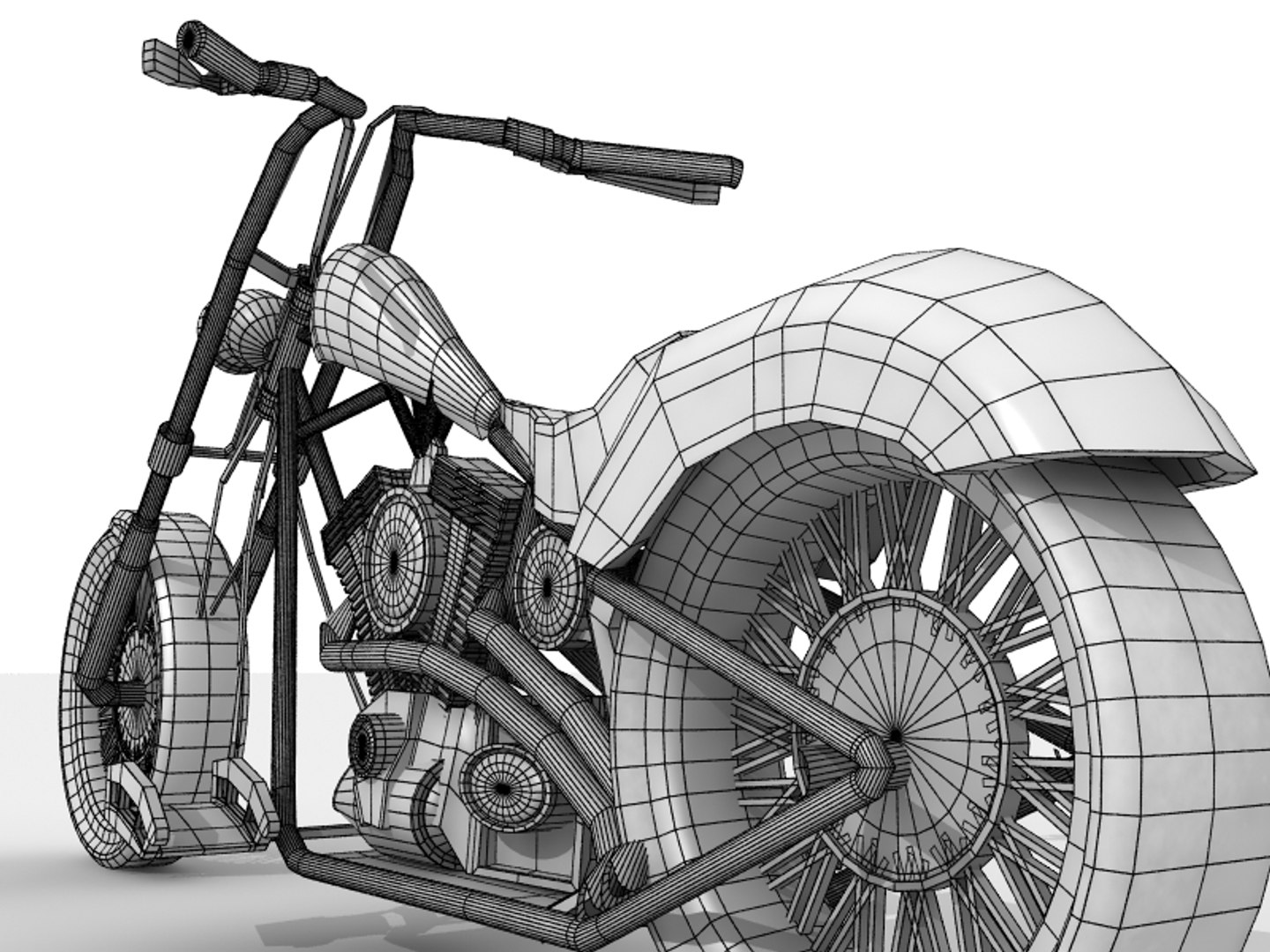 Chopper Motorcycle 3d Model