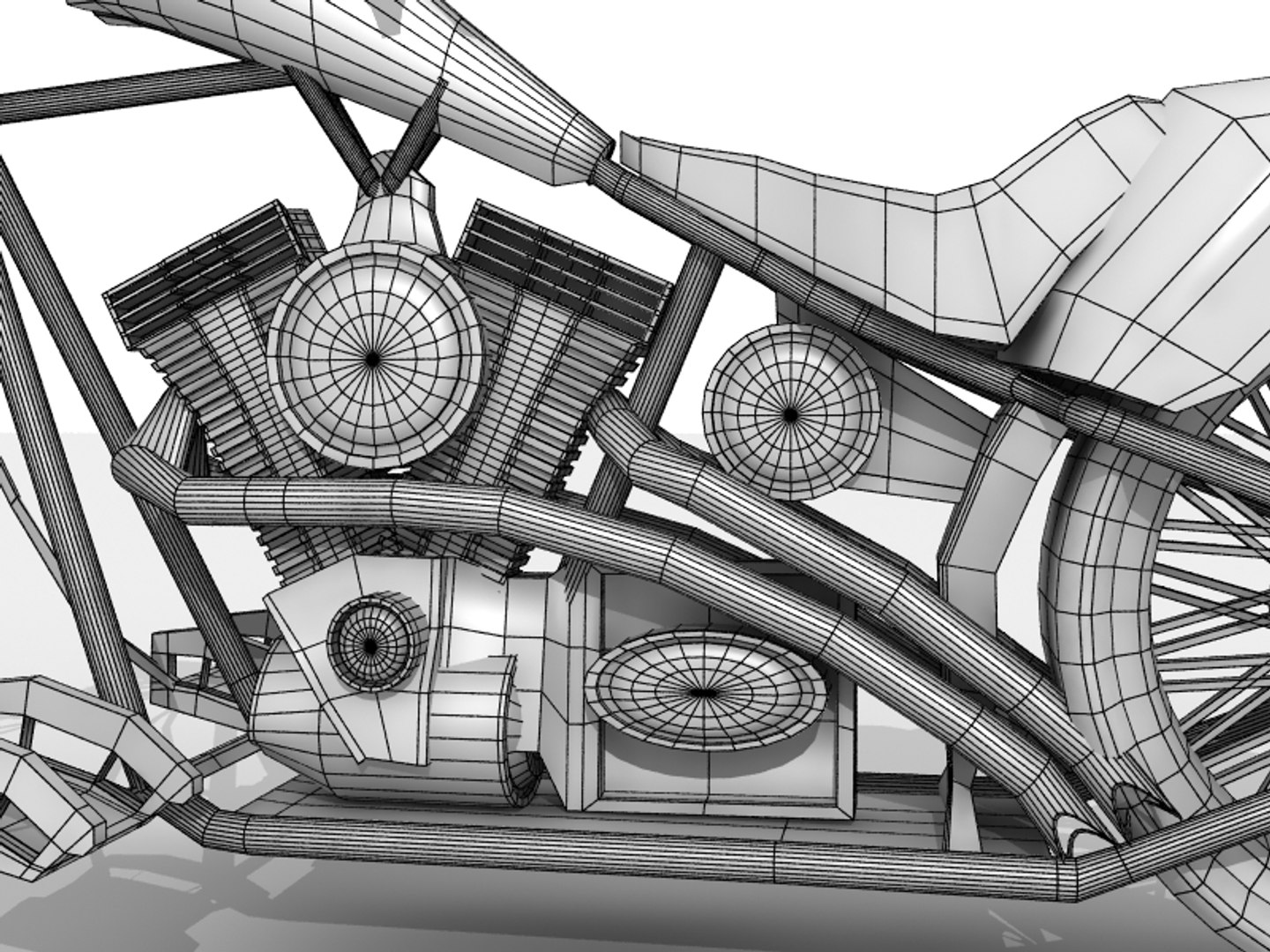 Chopper Motorcycle 3d Model