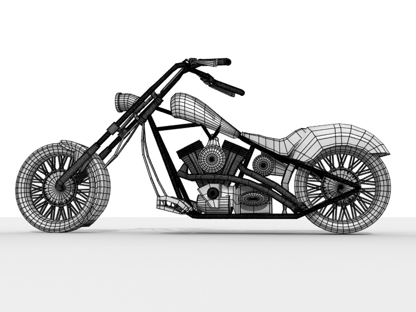 Chopper Motorcycle 3d Model