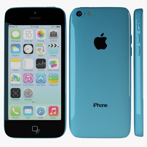 apple iphone 5c blue 3d model