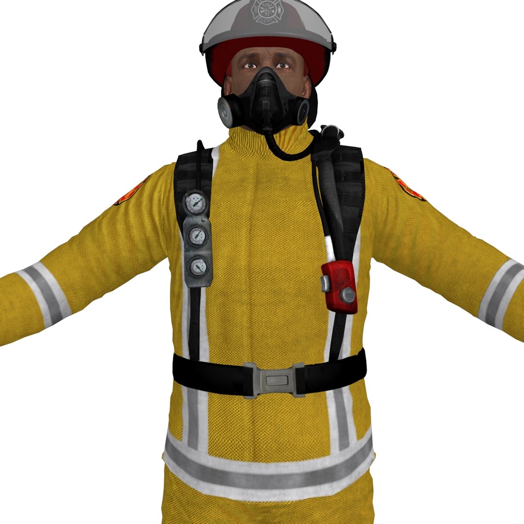 3d Fireman Ready Model