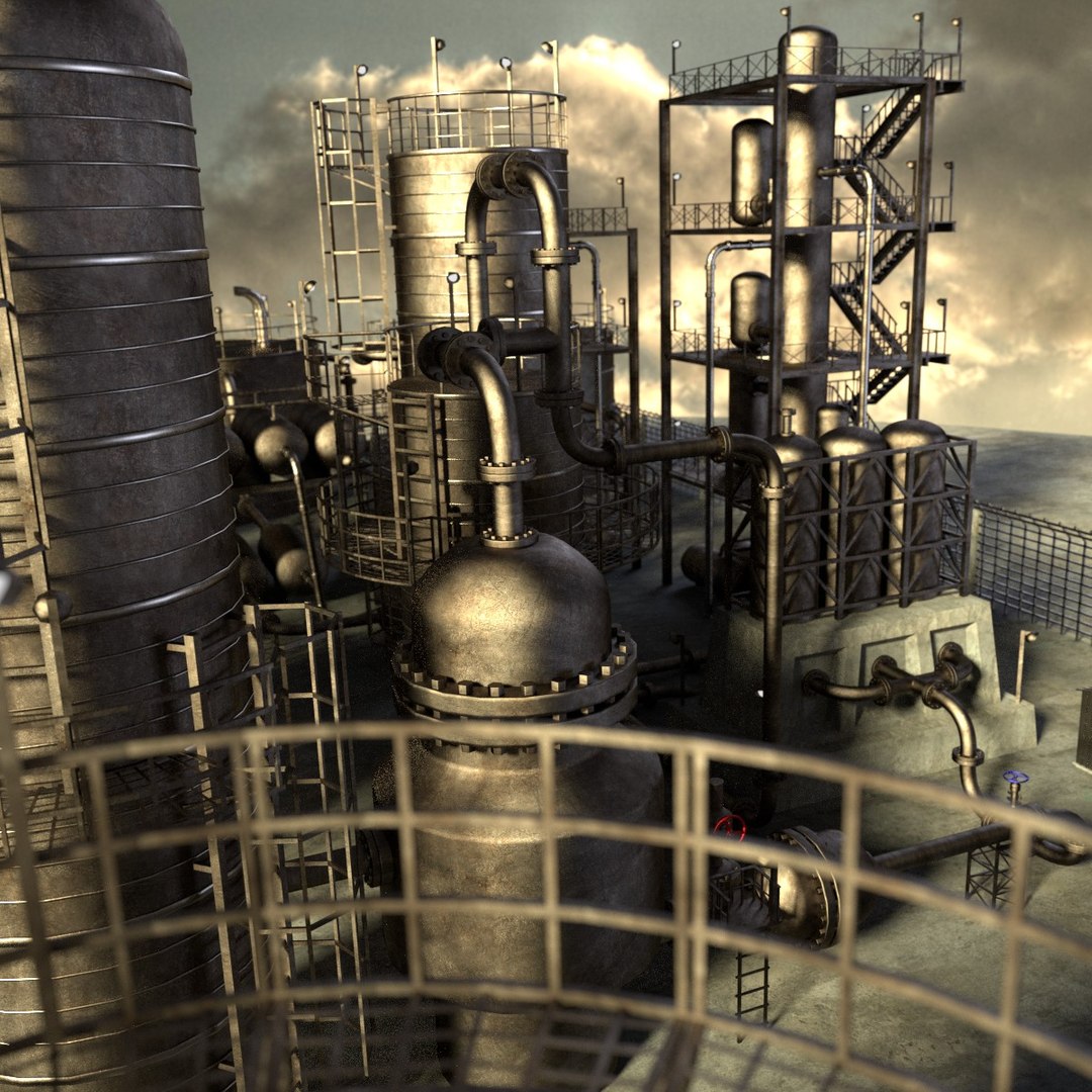 3ds Large Rusty Oil Refinery