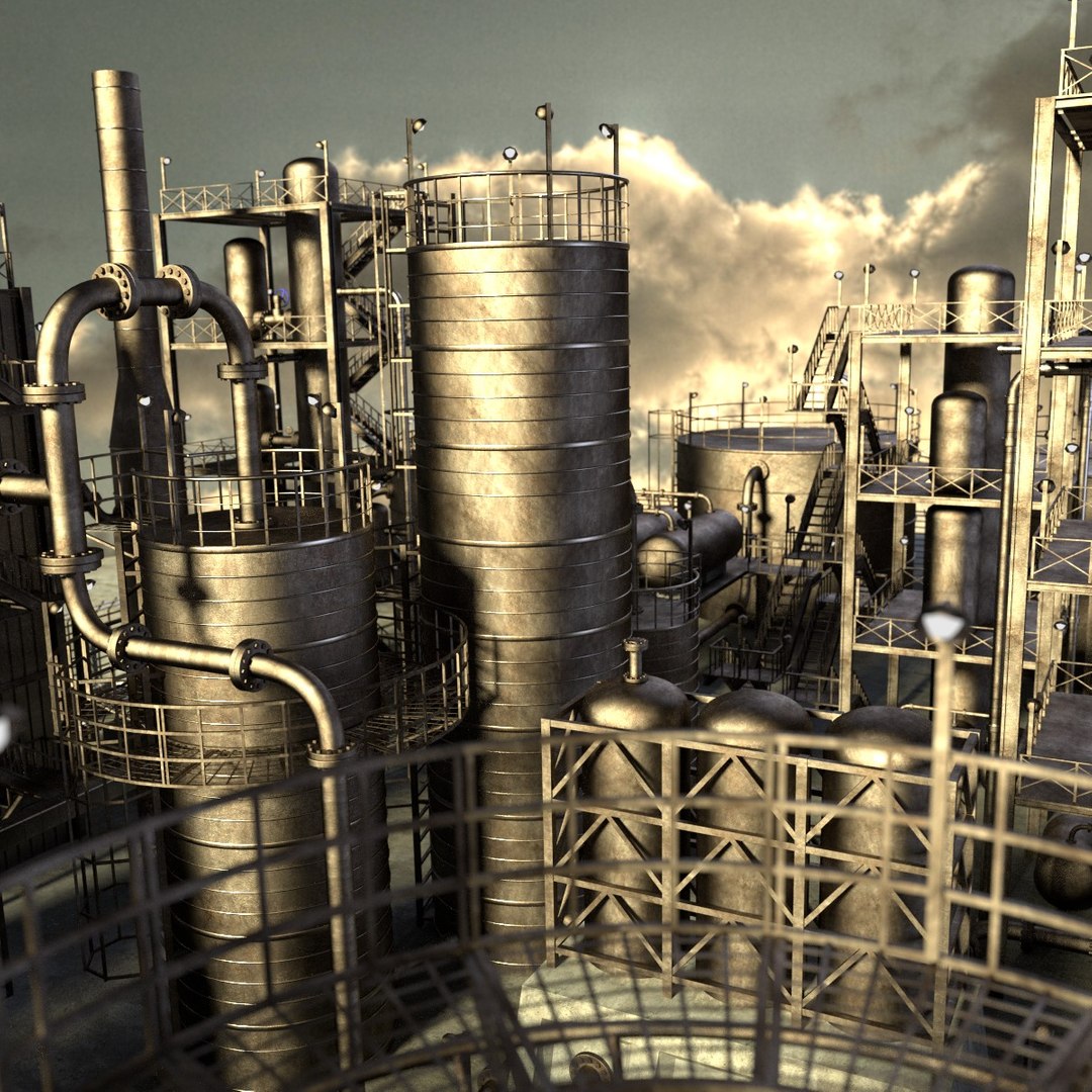 3ds Large Rusty Oil Refinery