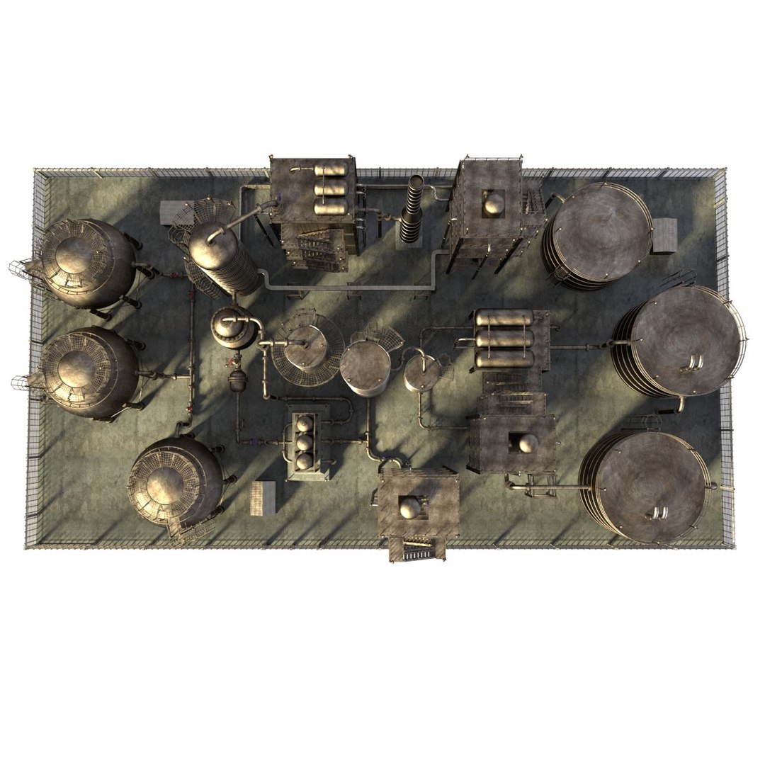 3ds Large Rusty Oil Refinery
