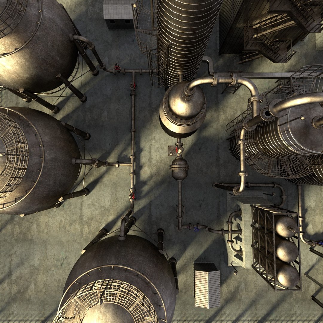 3ds Large Rusty Oil Refinery