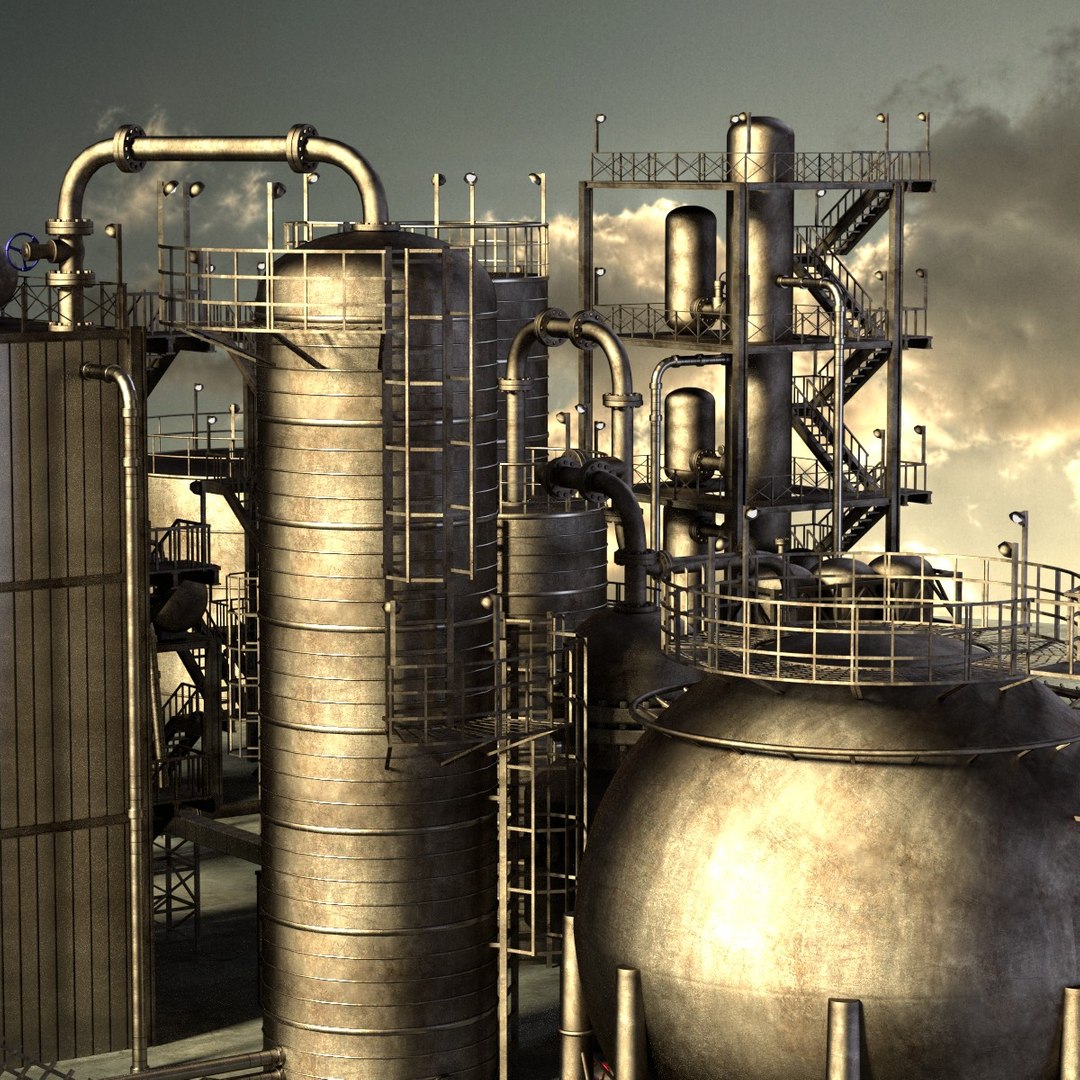 3ds Large Rusty Oil Refinery