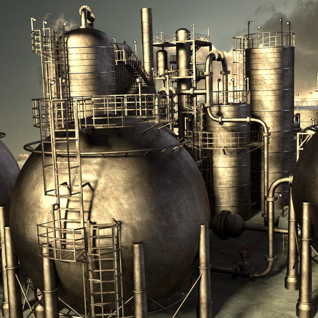 3ds Large Rusty Oil Refinery