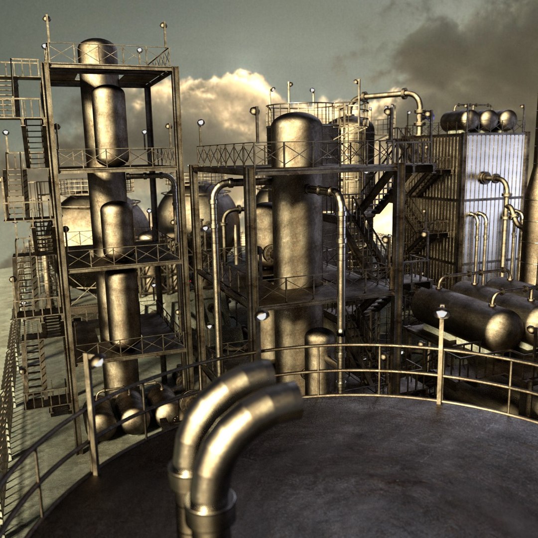 3ds Large Rusty Oil Refinery