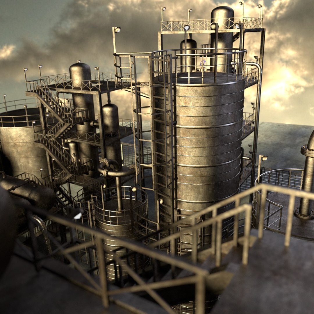 3ds Large Rusty Oil Refinery