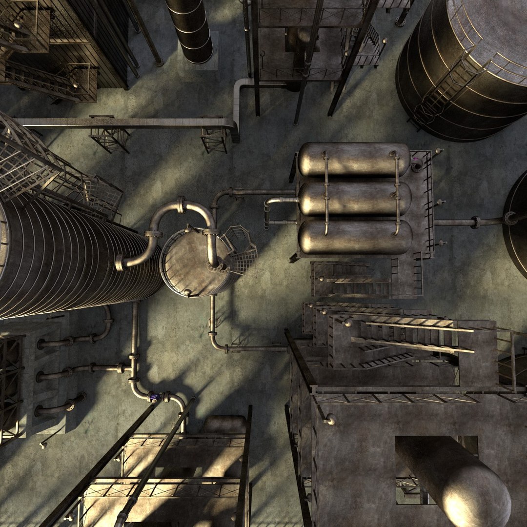 3ds Large Rusty Oil Refinery