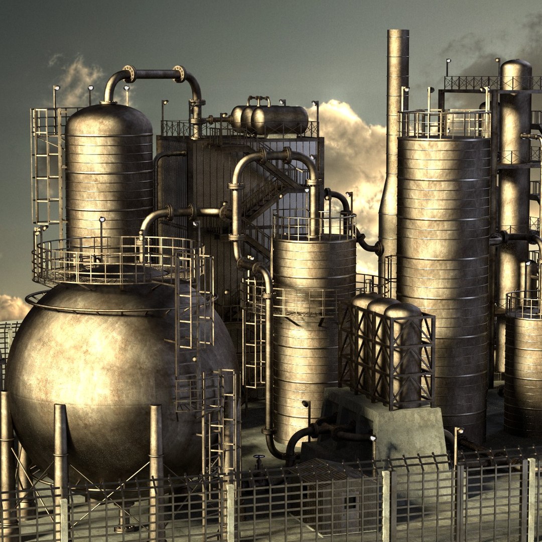3ds Large Rusty Oil Refinery