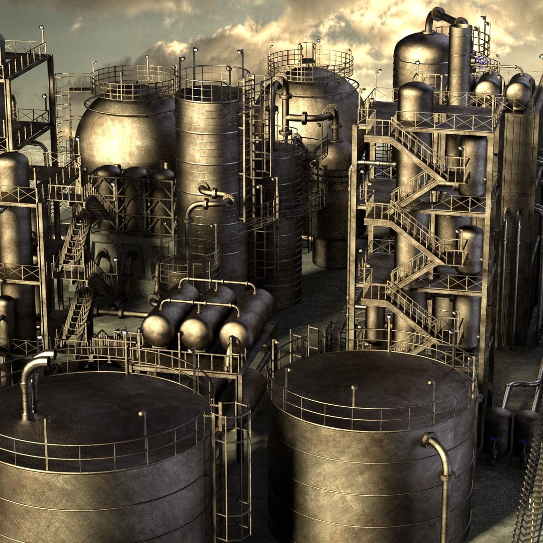 3ds Large Rusty Oil Refinery