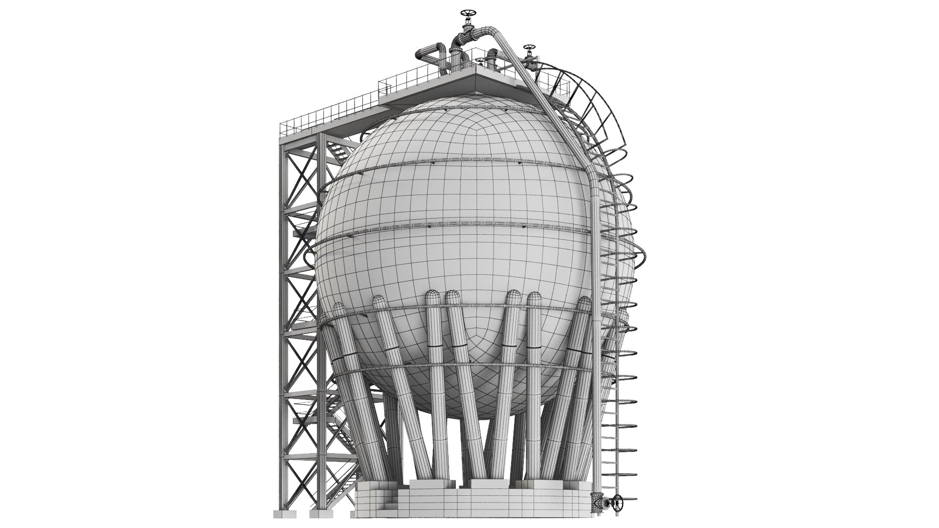 Detailed Spherical Gas Tank 3D Model - TurboSquid 2335558