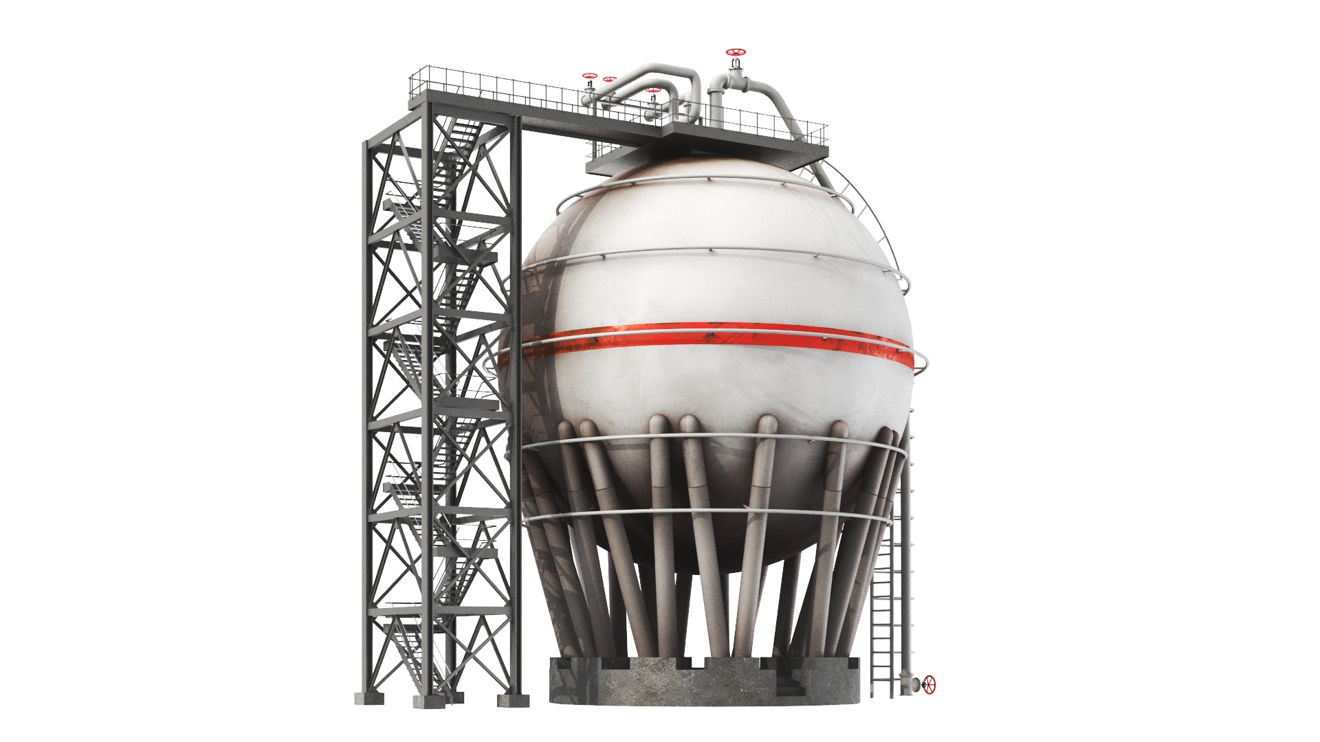 Detailed Spherical Gas Tank 3D Model - TurboSquid 2335558