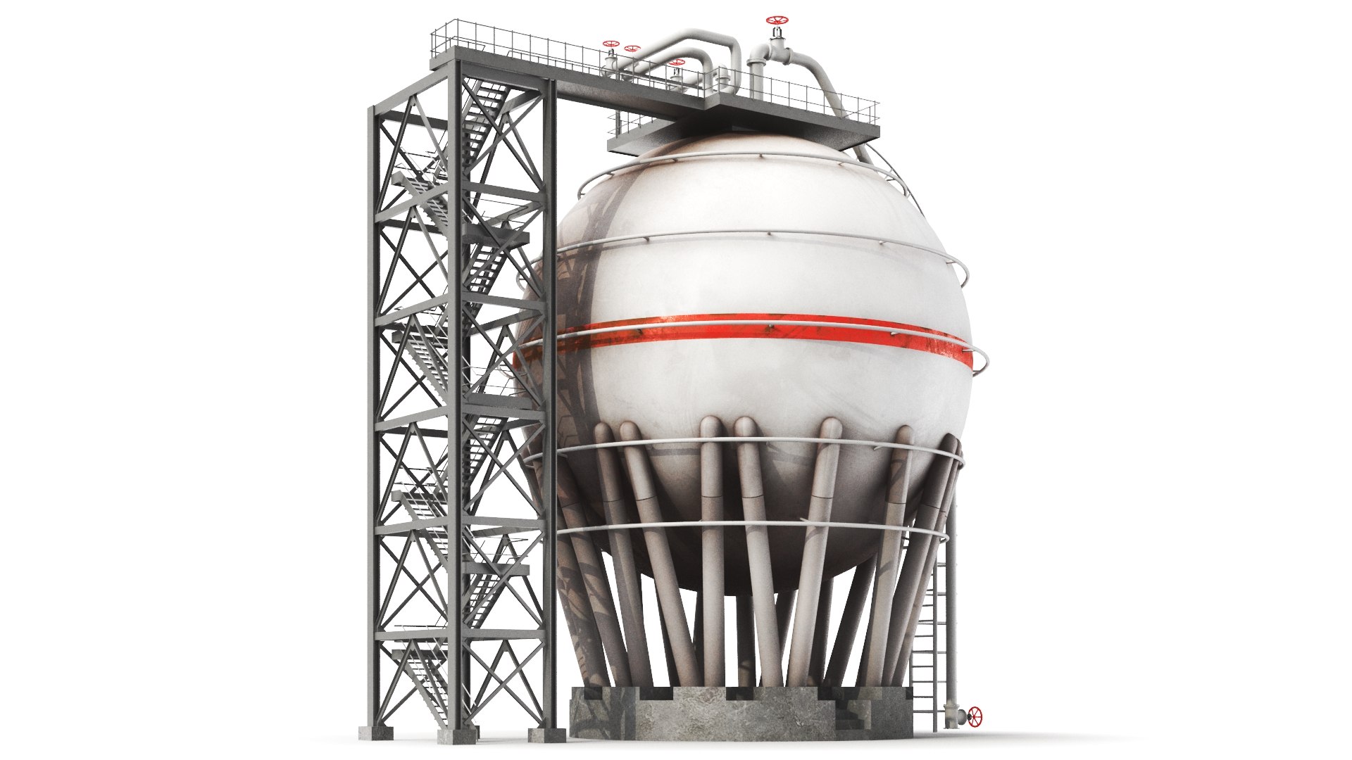 Detailed Spherical Gas Tank 3D Model - TurboSquid 2335558